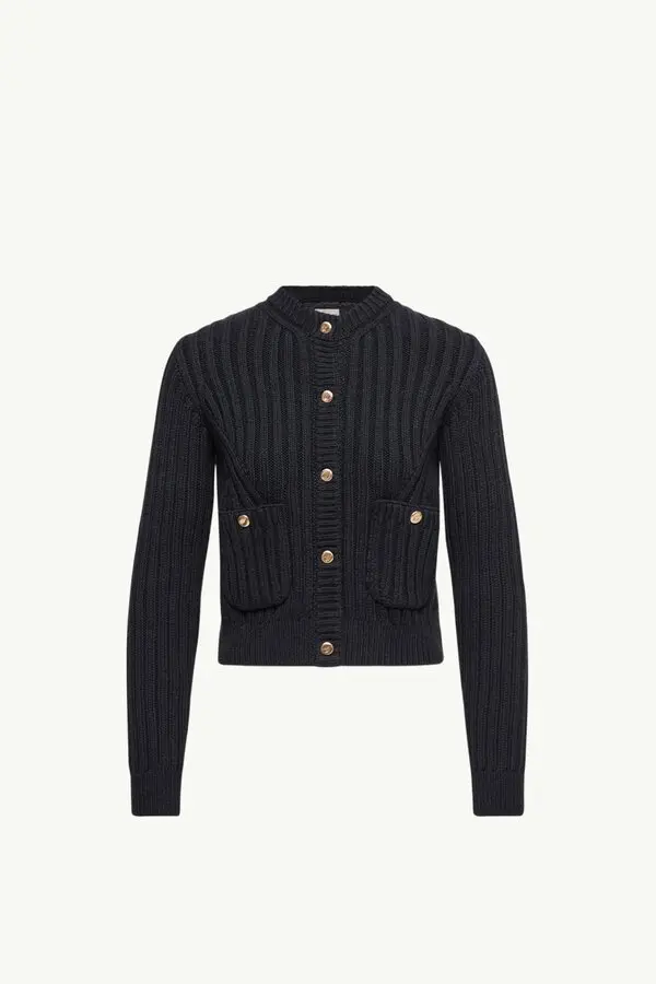 Moncler Cotton Padded Cardigan - Blue