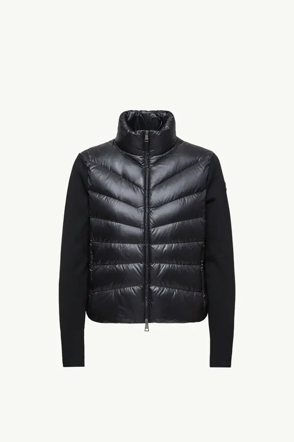 Moncler Padded Wool Zip-up Cardigan - Black
