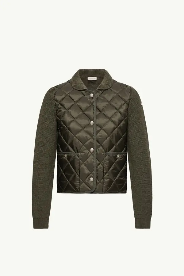 Moncler Diamond Quilted Padded Wool Cardigan