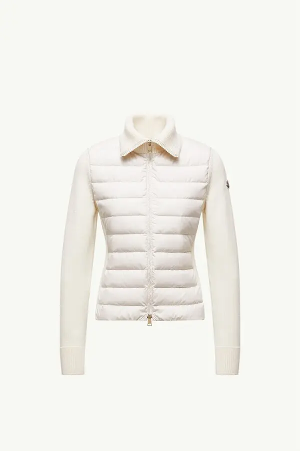 Moncler Padded Zip-up Wool Cardigan - White