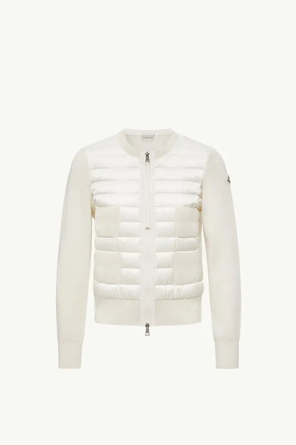 Moncler Padded Wool Zip-up Cardigan - White