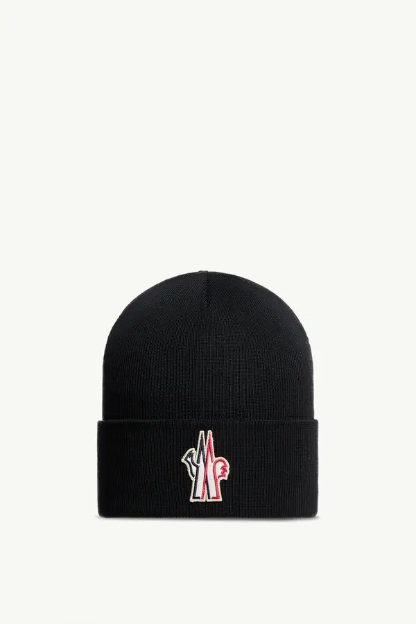 Moncler Logo Wool Beanie - Black