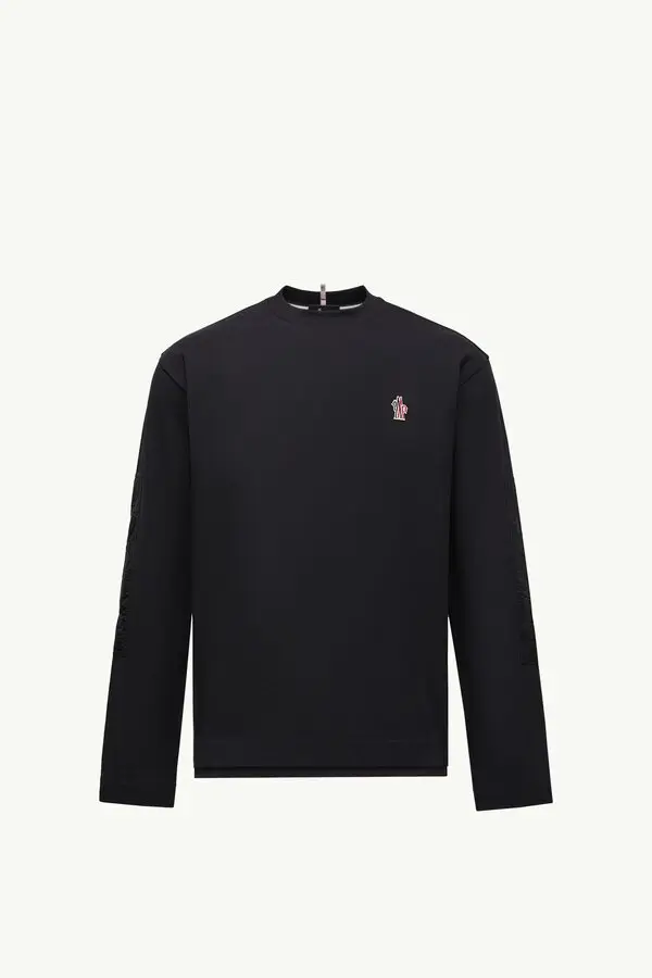 Moncler Logo Cotton Long Sleeve T-shirt - Black
