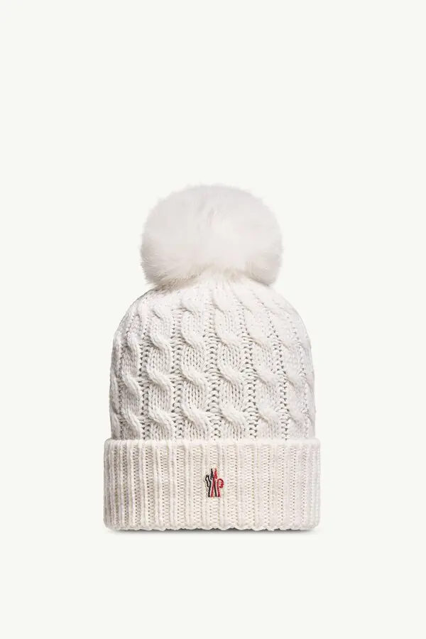 Moncler Wool Beanie With Pom Pom - White