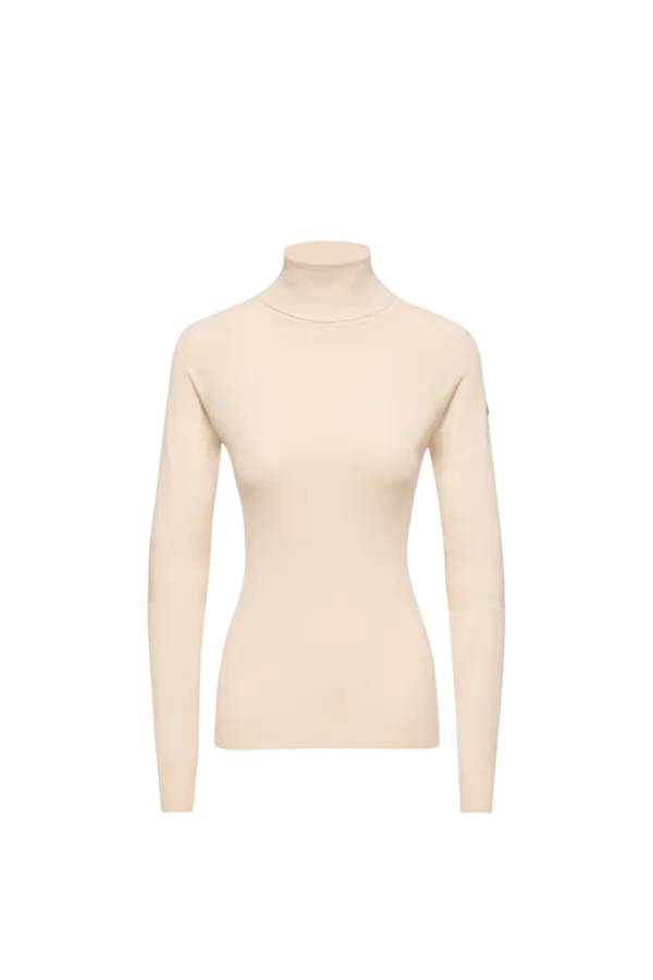 Moncler Wool Blend Ribbed Turtleneck Sweater - White