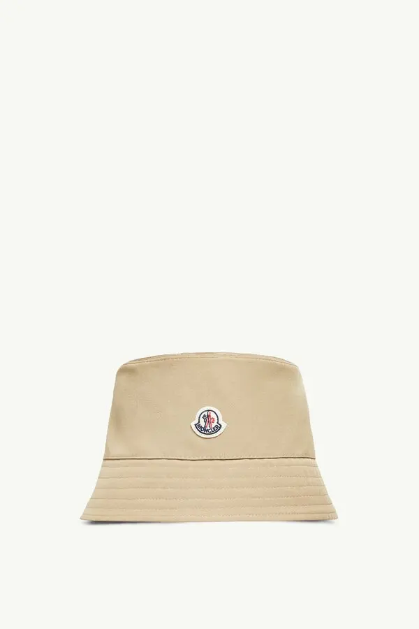 Moncler Cotton Blend Bucket Hat - Beige