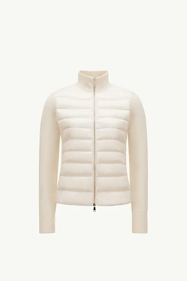 Moncler Padded Wool Zip-up Cardigan - White