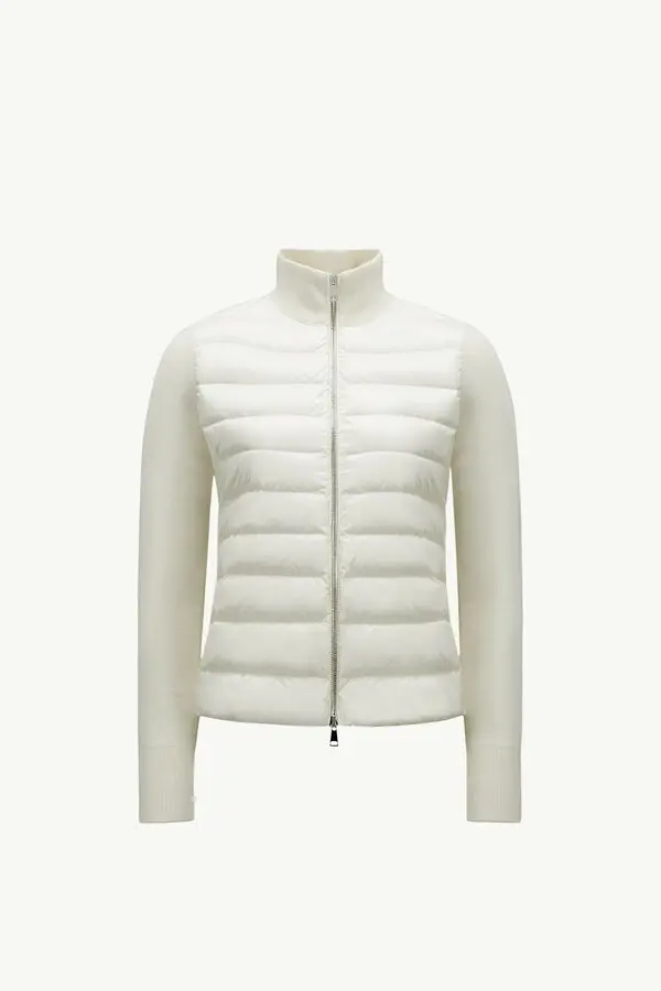 Moncler Padded Wool Zip-up Cardigan - White
