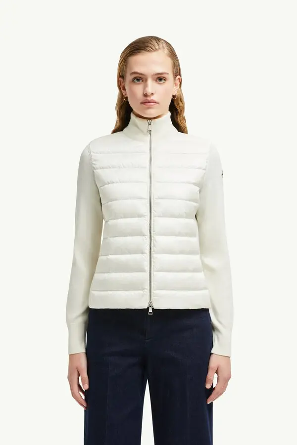 Moncler Padded Wool Zip-up Cardigan - White