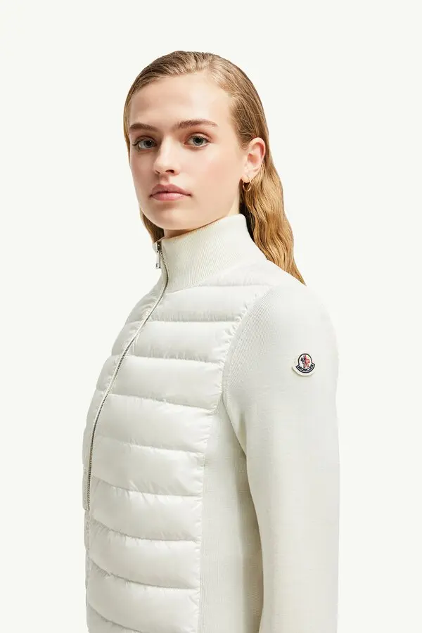 Moncler Padded Wool Zip-up Cardigan - White