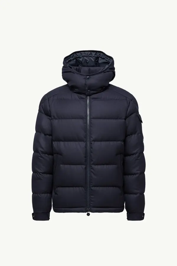 Moncler Montgenevre Hooded Wool Flannel Short Down Jacket