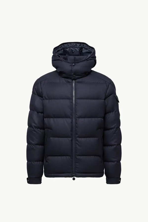 Moncler Montgenevre Hooded Wool Flannel Short Down Jacket
