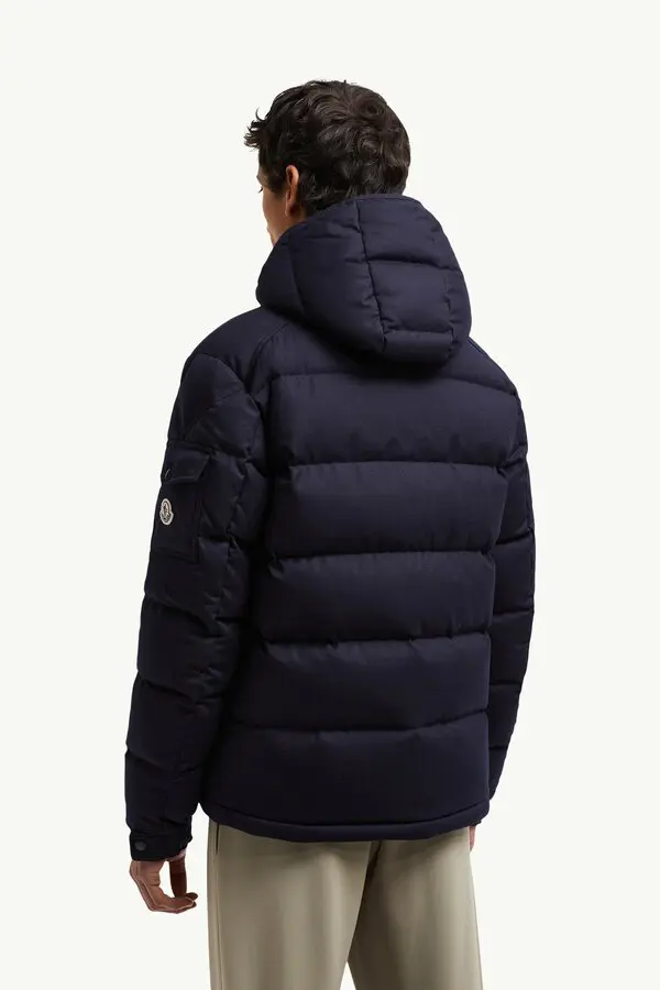 Moncler Montgenevre Hooded Wool Flannel Short Down Jacket