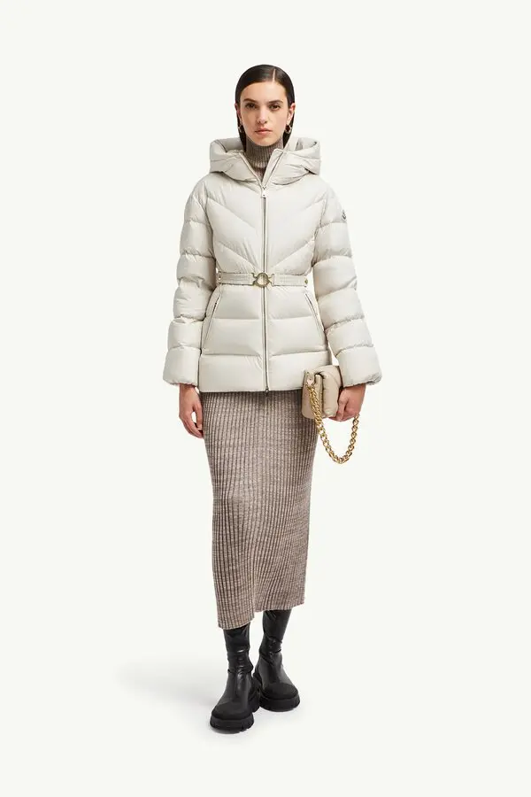Moncler Brosse Diagonal-quilted Hooded Short Down Jacket