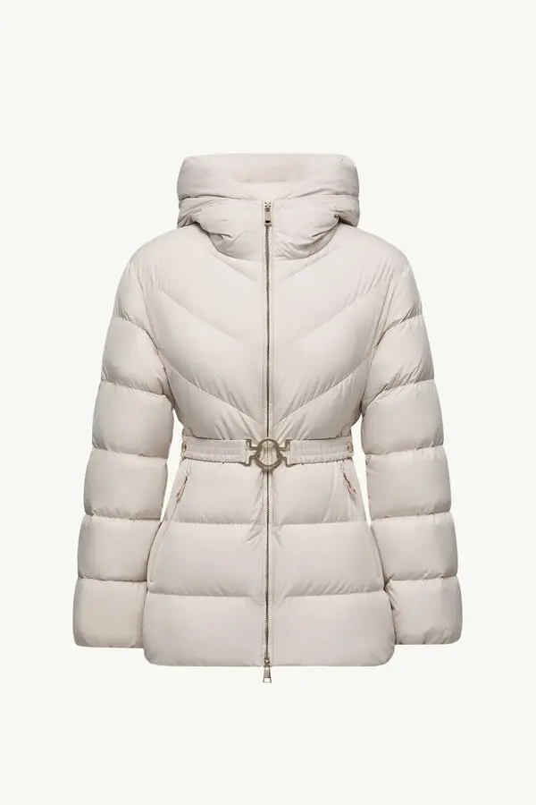 Moncler Brosse Diagonal-quilted Hooded Short Down Jacket