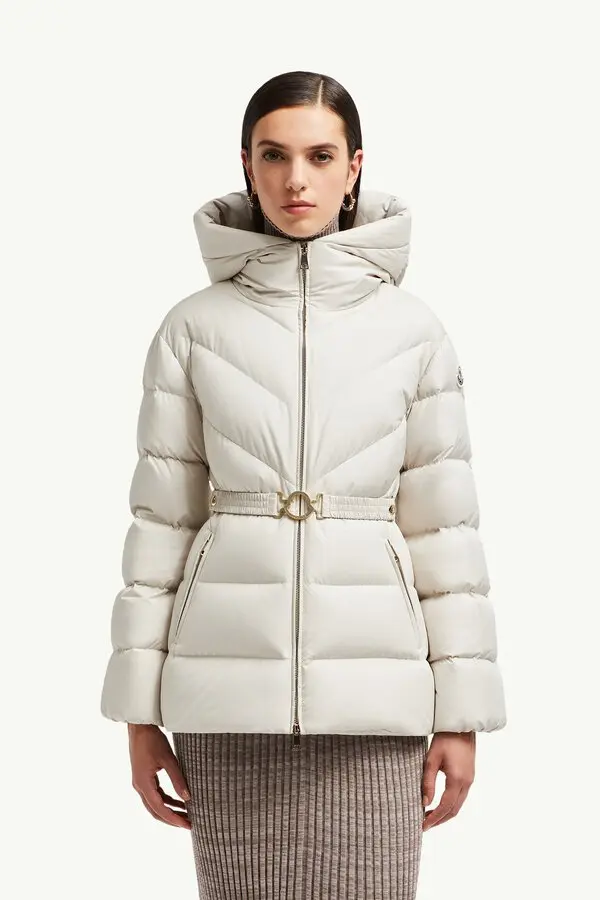 Moncler Brosse Diagonal-quilted Hooded Short Down Jacket