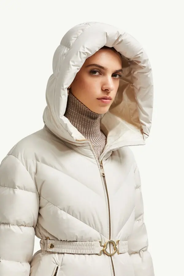 Moncler Brosse Diagonal-quilted Hooded Short Down Jacket
