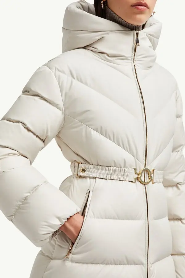 Moncler Brosse Diagonal-quilted Hooded Short Down Jacket