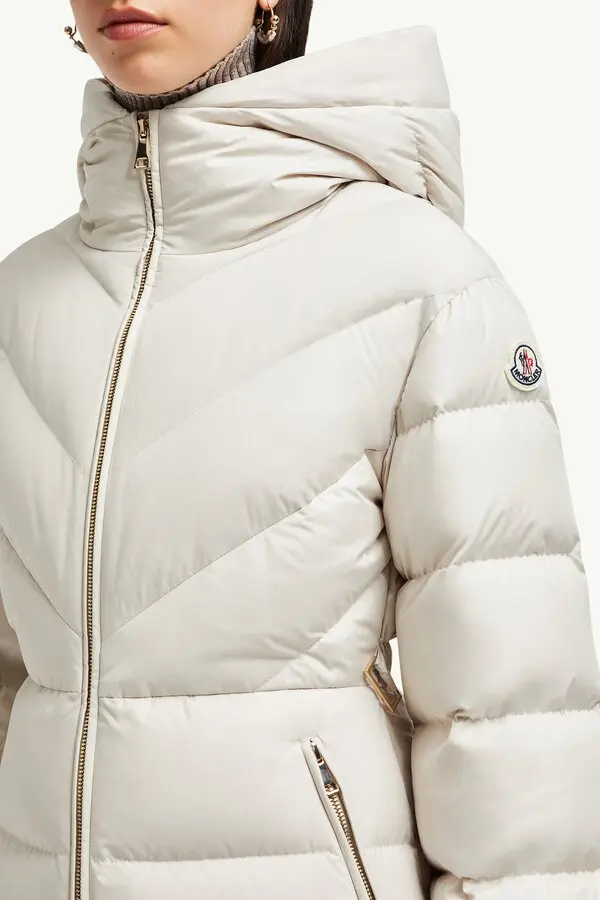 Moncler Brosse Diagonal-quilted Hooded Short Down Jacket