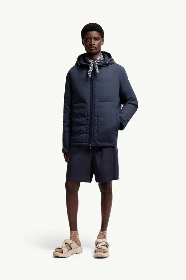 MONCLER X GILGA FARM DESIGNED BY DONALD GLOVER X Gilga Farm Donald Glover Caracara Short Down Jacket - Blue