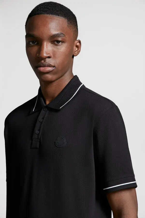 Moncler Logo Patch Polo Shirt - Black