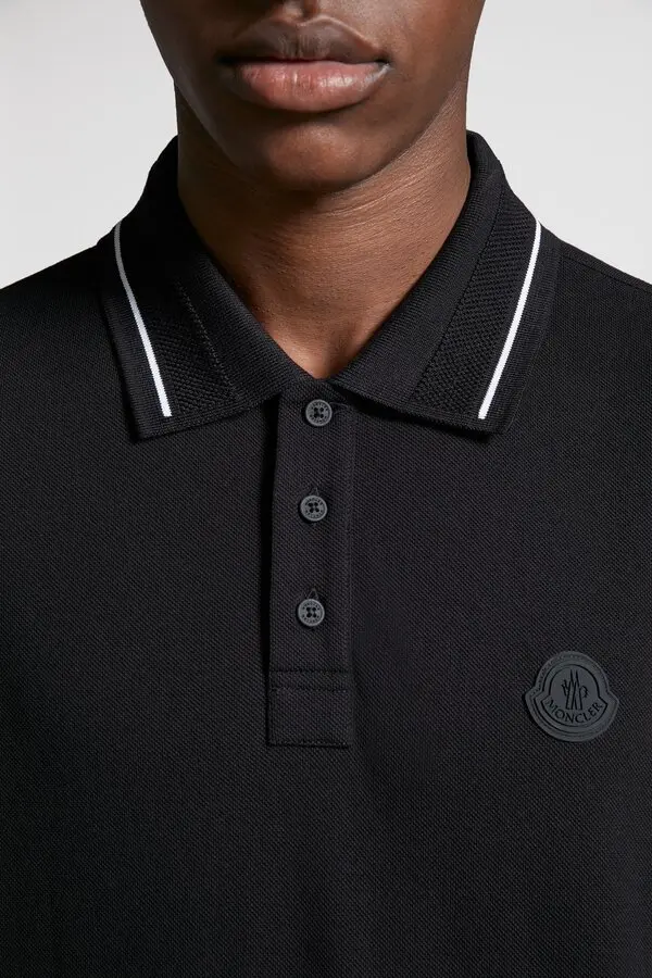 Moncler Logo Patch Polo Shirt - Black