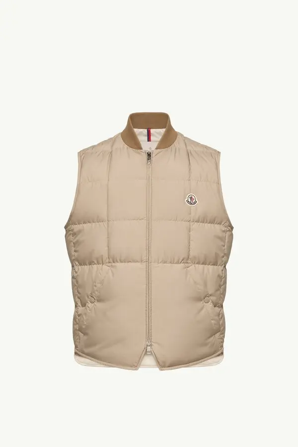 Moncler Elberton Square-quilted Down Vest - Beige