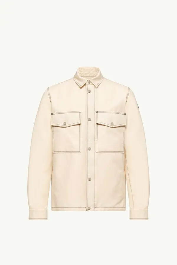 Moncler Watagua Cotton & Linen Blend Shirt Jacket - White
