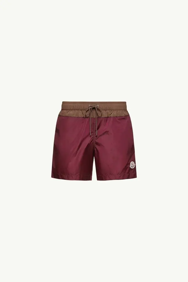 Moncler Contrast Swim Shorts - Red