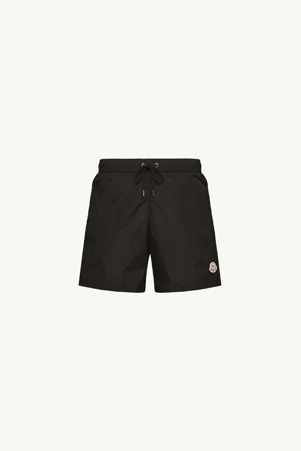 Moncler Logo Patch Swim Shorts - Black