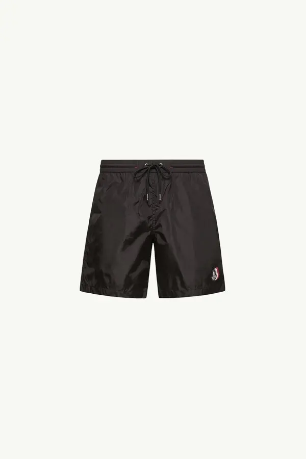Moncler Logo Patch Swim Shorts - Black