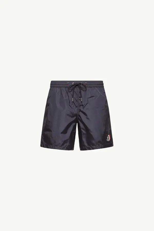 Moncler Logo Patch Swim Shorts - Blue