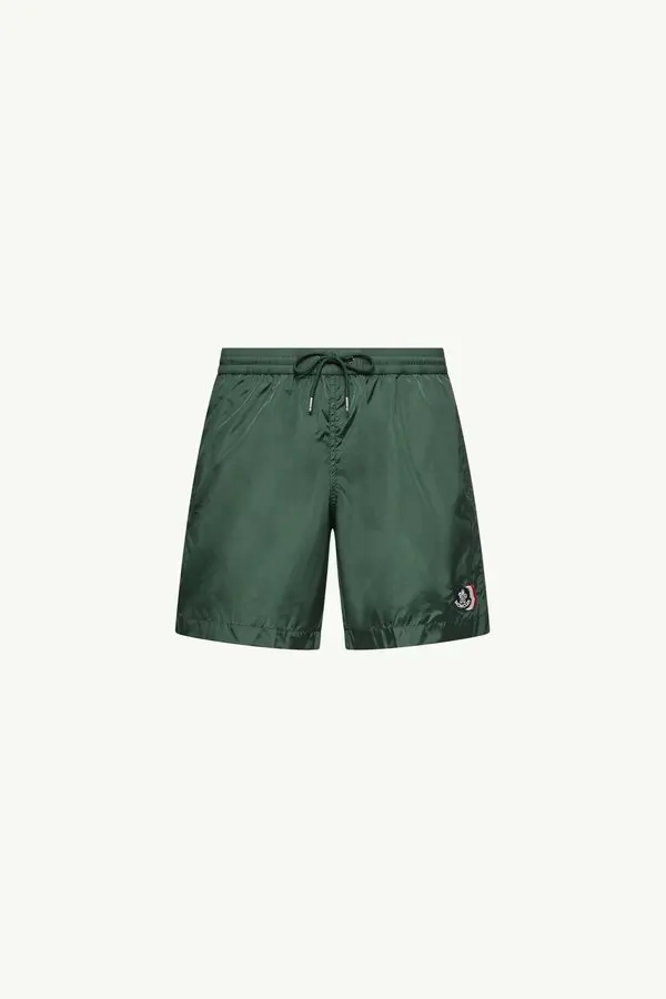 Moncler Logo Patch Swim Shorts - Green