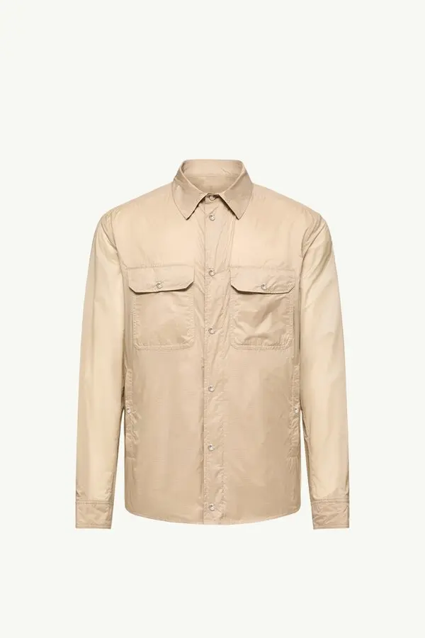 Moncler Logo Patch Long Sleeve Shirt - Beige