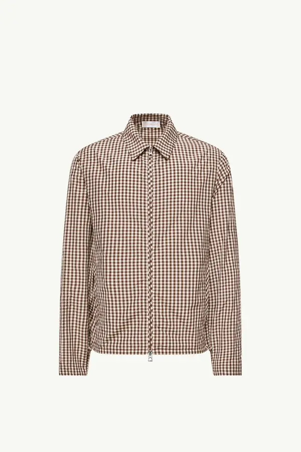 Moncler Vichy Cotton Blend Zip-up Shirt Jacket