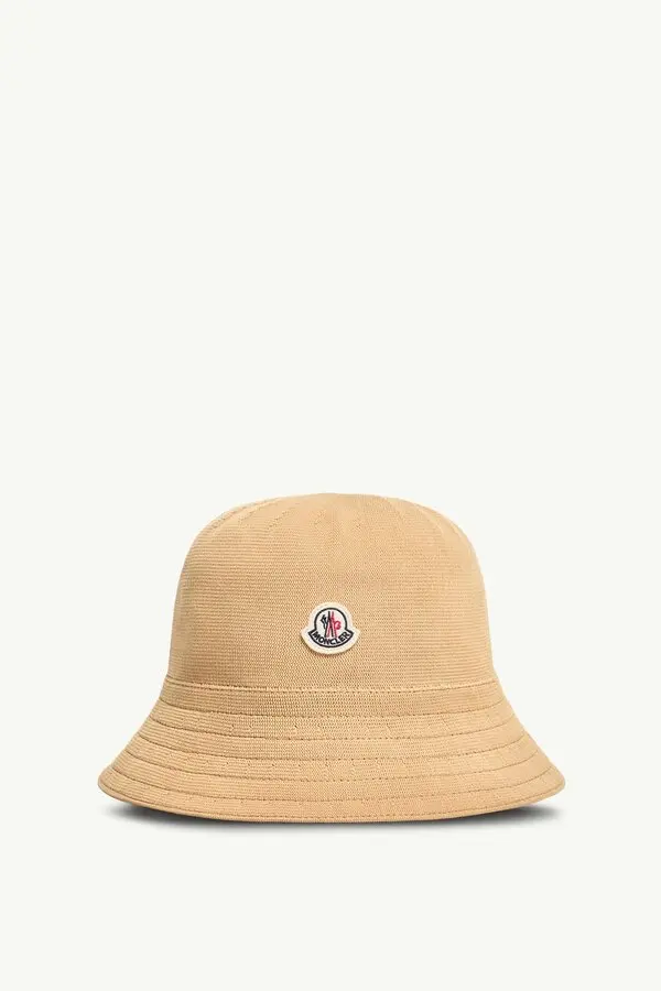 Moncler Logo Patch Bucket Hat - Beige