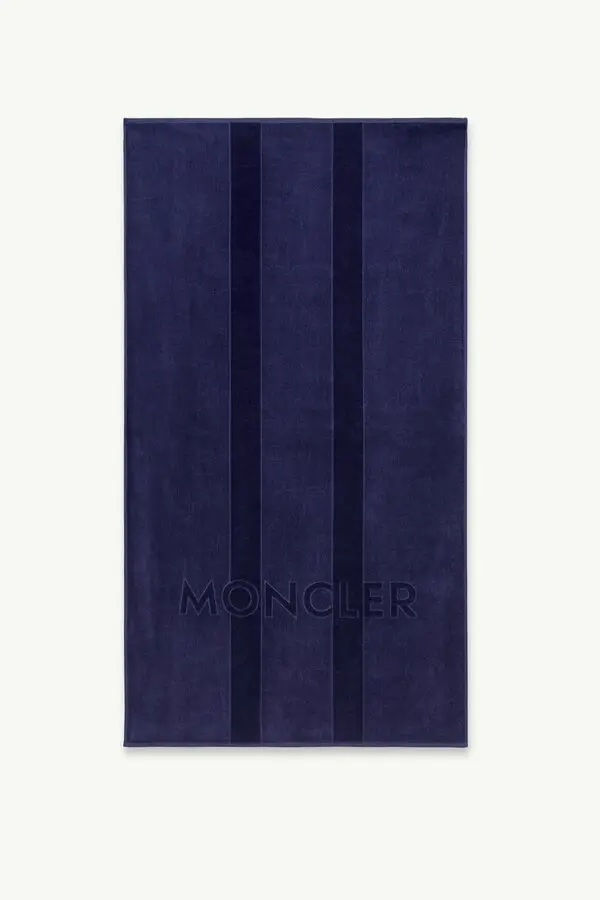 Moncler Logo Cotton Beach Towel - Blue