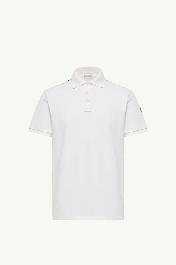Moncler Tricolor-trimmed Cotton Piquet Polo Shirt - White