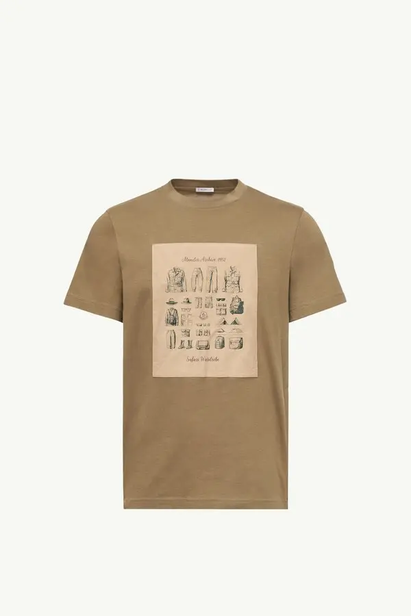Moncler Safari Wardrobe Print Cotton T-shirt - Green
