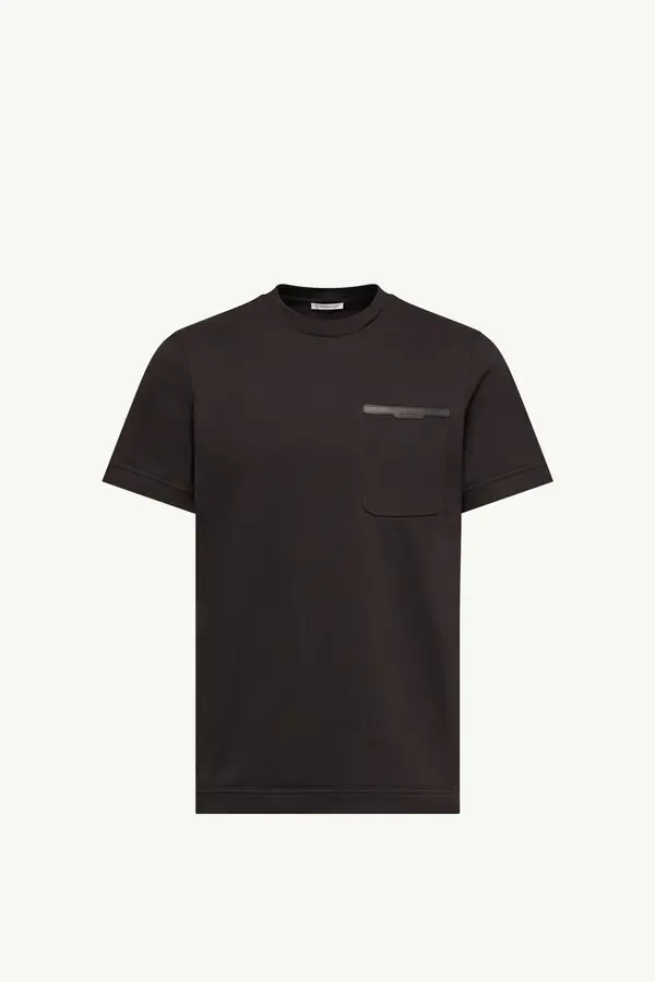 Moncler Leather-trimmed Cotton T-shirt