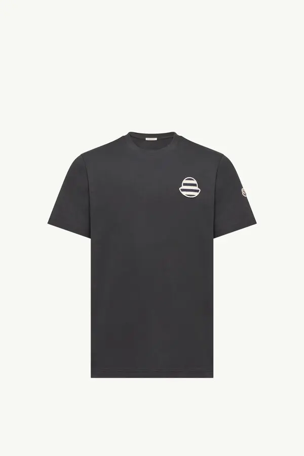 Moncler Striped Logo Cotton Jersey T-shirt