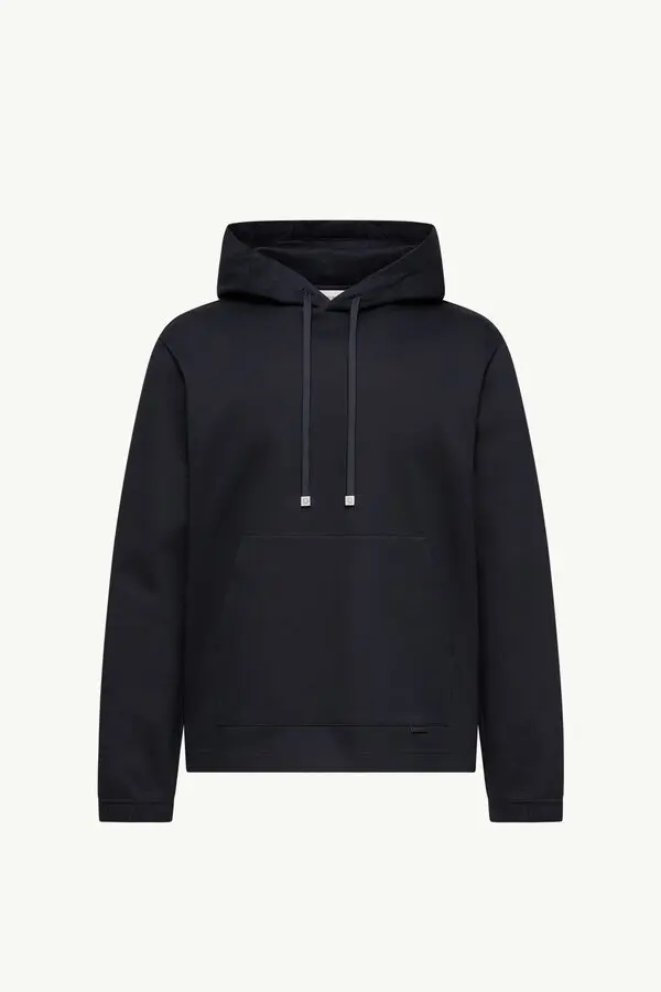 Moncler Leather Logo Cotton Blend Hoodie
