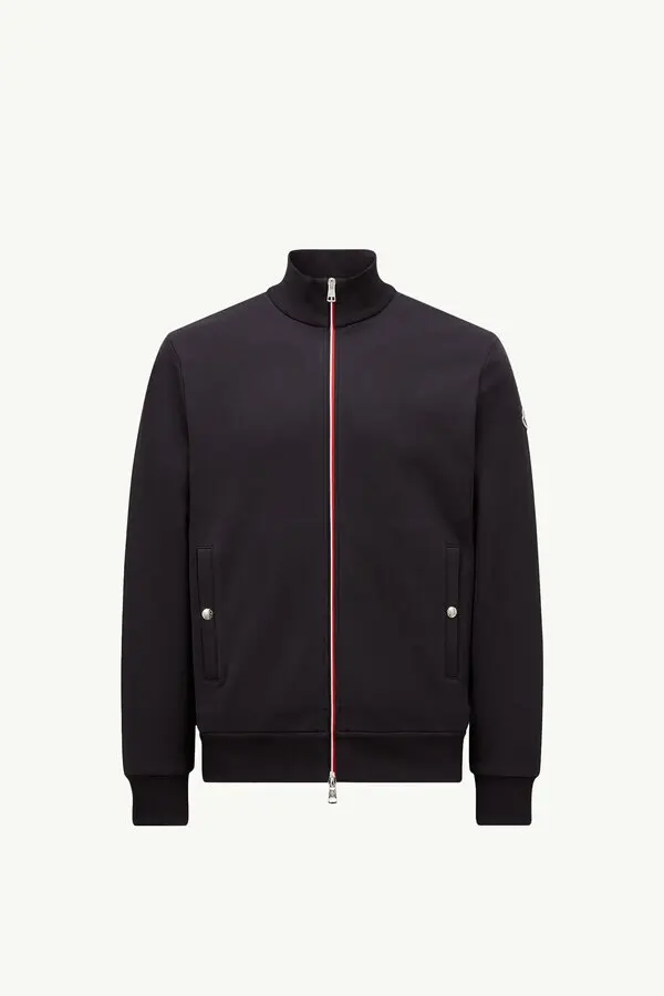 Moncler Tricolor-trimmed Cotton Zip-up Sweatshirt