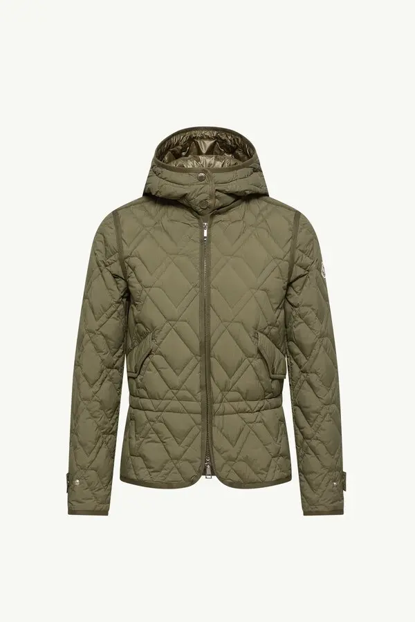 Moncler Lilas Geometric Quilted Hooded Short Down Jacket
