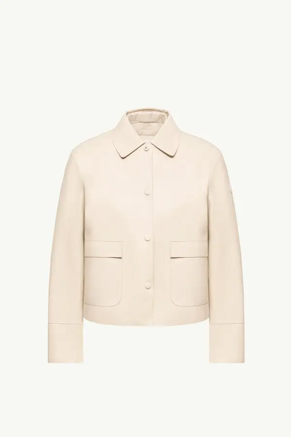 Moncler Haricot 3-in-1 Leather Down Shirt Jacket - White
