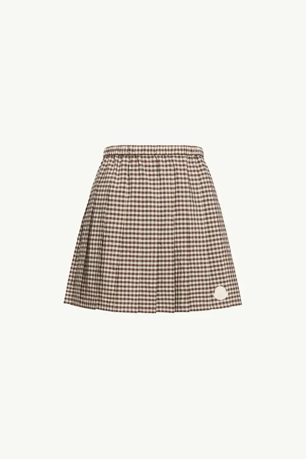 Moncler Vichy Cotton Blend Pleated Mini Skirt - Multicolor
