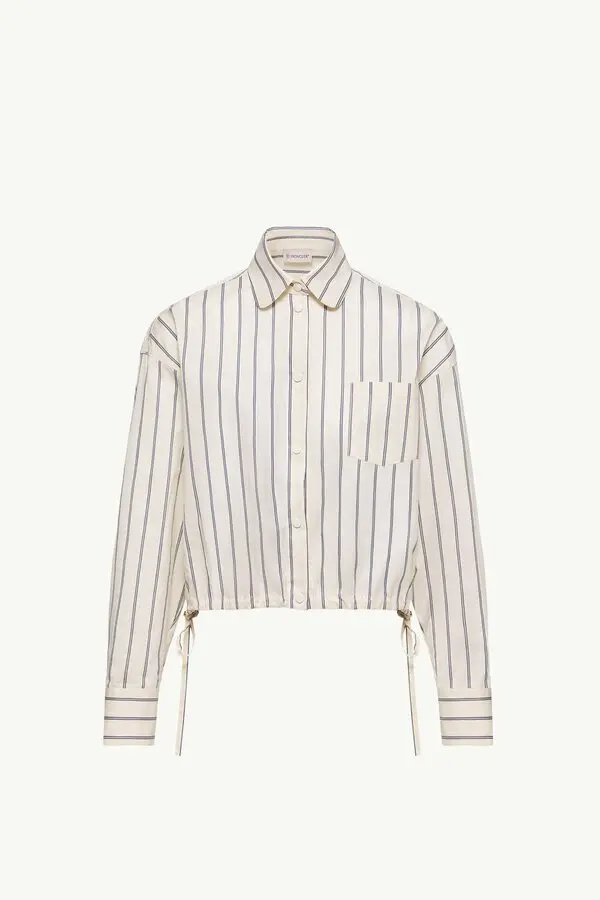 Moncler Striped Cotton & Silk Long Sleeve Shirt