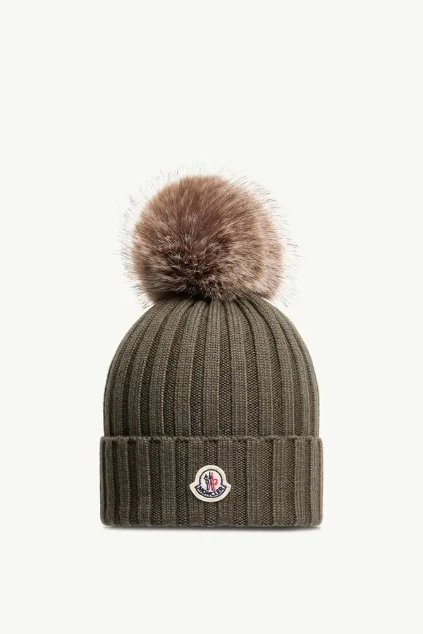Moncler Wool Beanie With Pom Pom