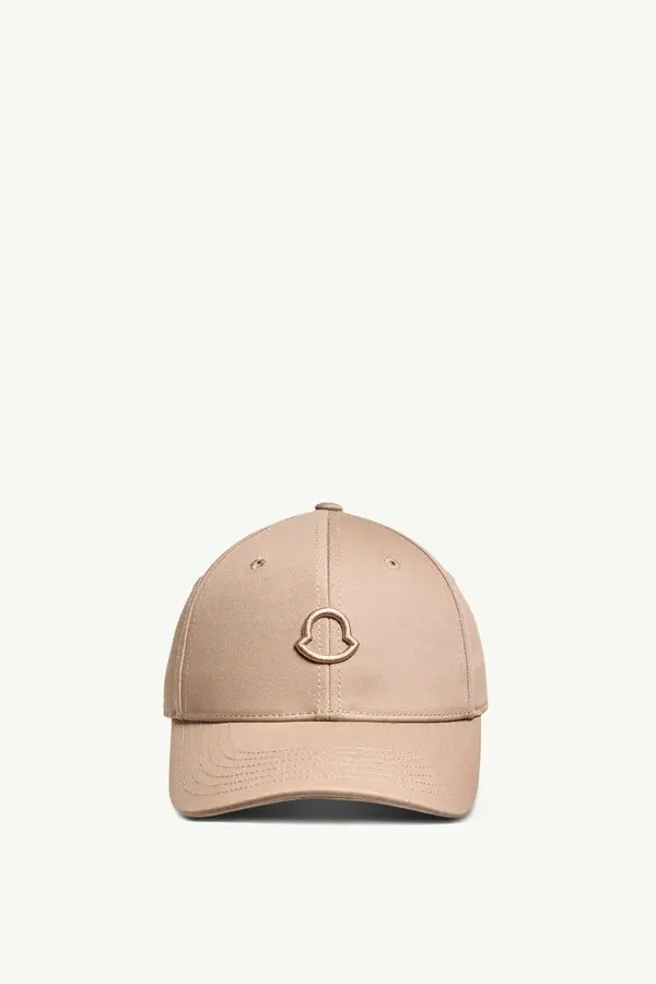 Moncler Logo Cotton Gabardine Baseball Cap - Beige