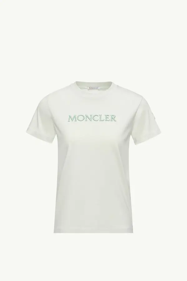 Moncler Embroidered Tonal Logo Cotton T-shirt - Green